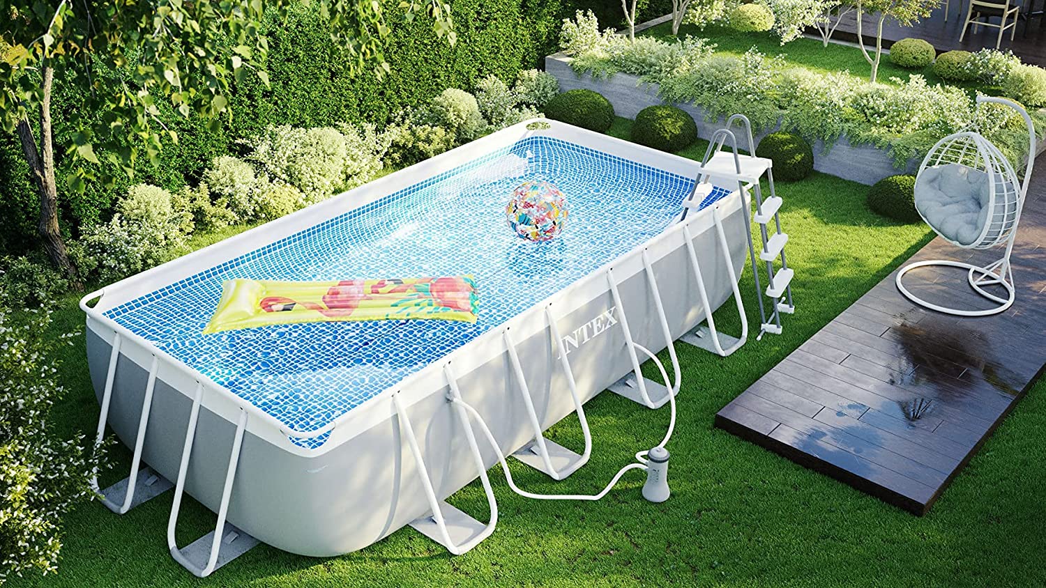 INTEX Rectangular metal frame pool 488x244x107cm – karouttoys
